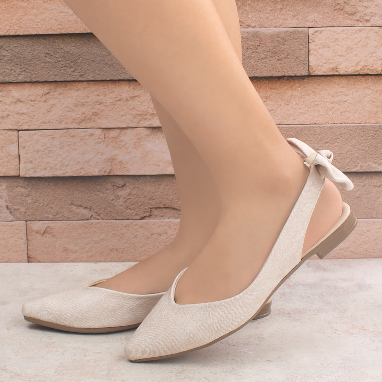 Balerina Beige Dama Piso Puntal Casual Moño Moda Elegante Comoda 49300 ...