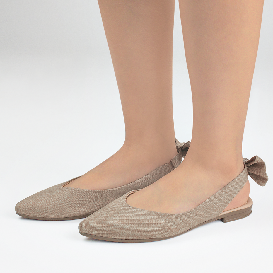 Balerina Beige Dama Piso Puntal Casual Moño Moda Elegante Comoda 49300 ...