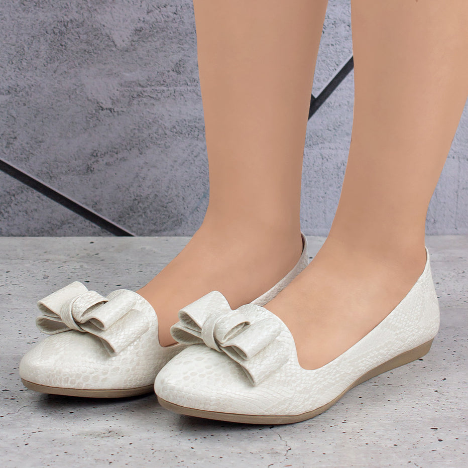 Balerina Beige Flats Mujer Piso Casual Moño Punta Cerrada Moda 3520175 ...