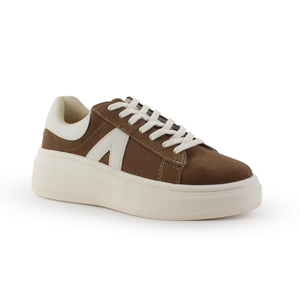 Tenis Cafe Beige Dama Plataforma Alta Sneakers Urbano Casual Moda Como ...