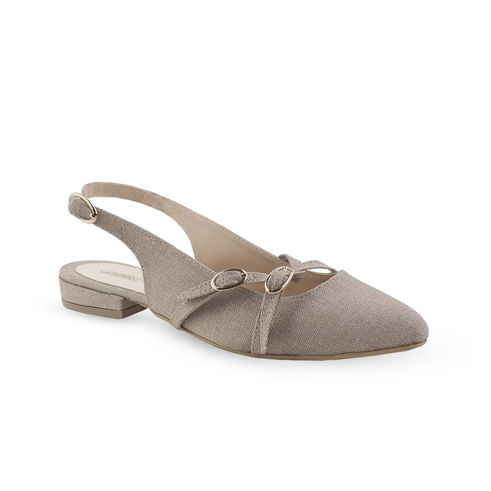 Balerina Beige Dama Doble Hebilla Tacon Bajo Destalonada Moda 4070061 ...